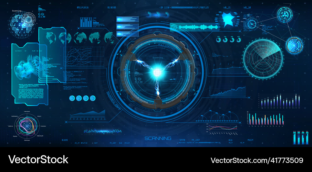 Digital interface hud in cyberpunk style Vector Image