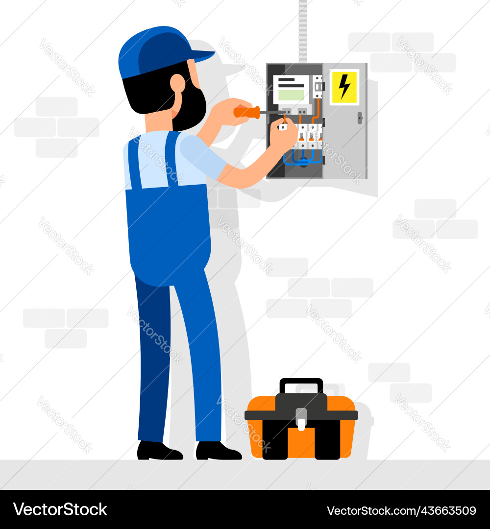 Electrician makes the connection Royalty Free Vector Image
