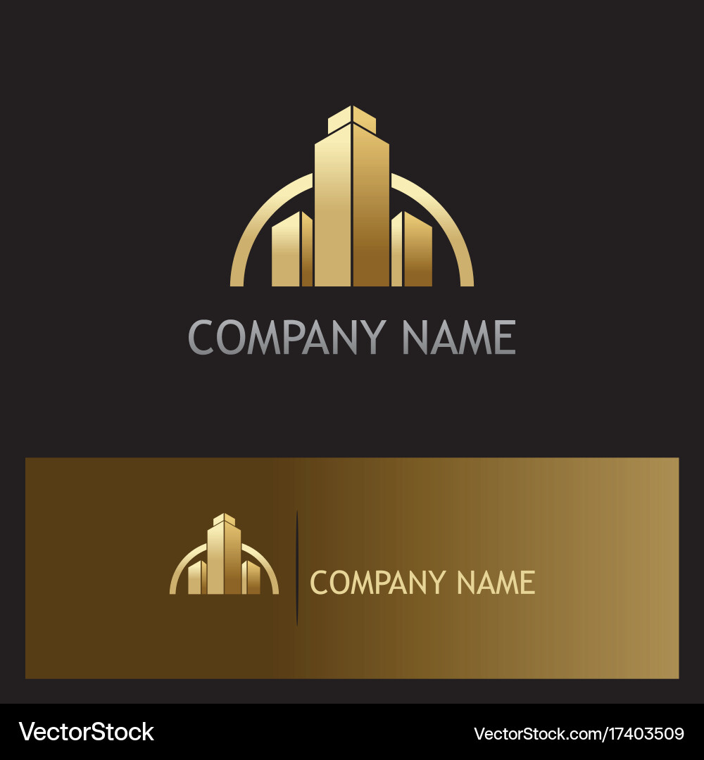 Gold building construction business logo Vector Image