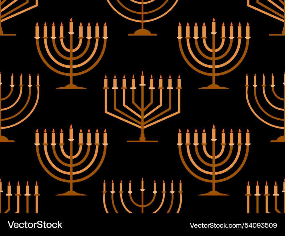 Hanukkah seamless pattern with menorah nine Vector Image