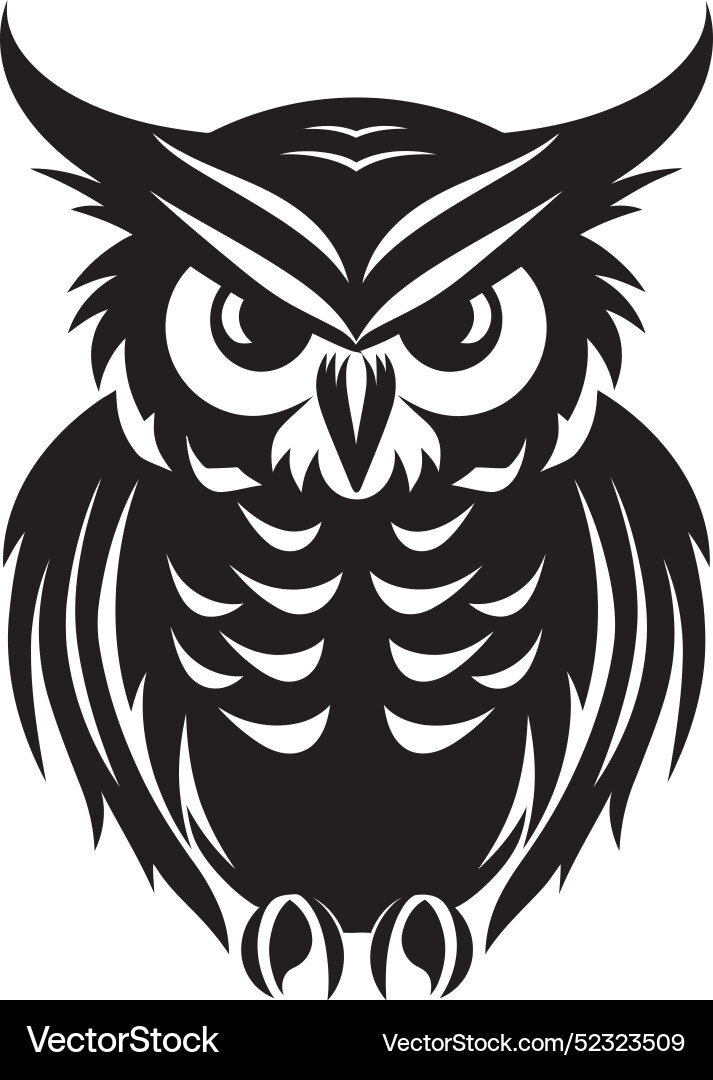 Ink washed majesty night owl shadows black si Vector Image