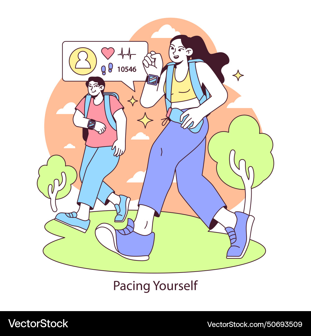 Pacing technique concept flat Royalty Free Vector Image