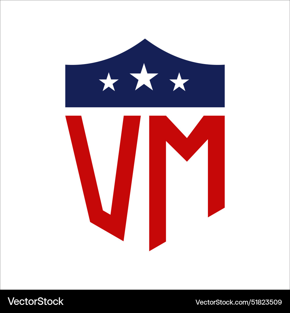 Patriotic vm logo design letter Royalty Free Vector Image