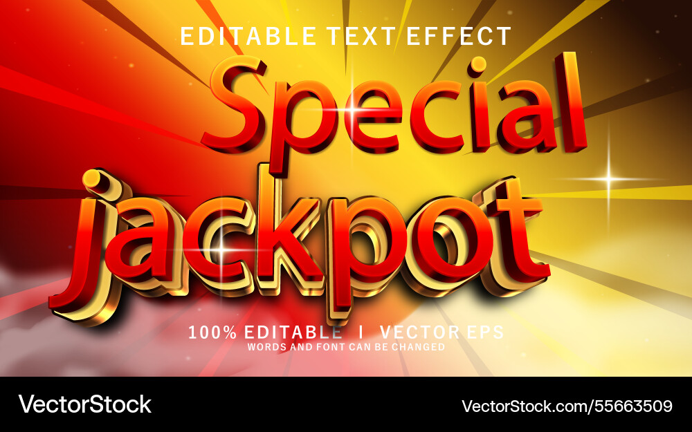 Special jackpot 3d text effect with modern style Vector Image