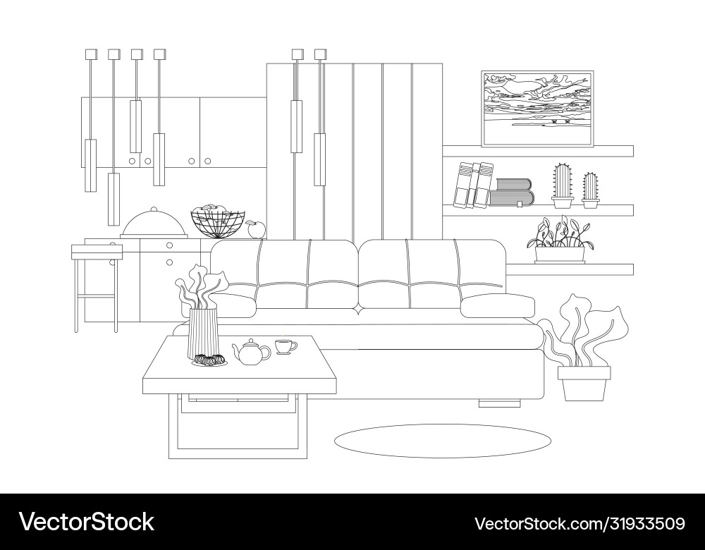 Studio apartment interior Royalty Free Vector Image