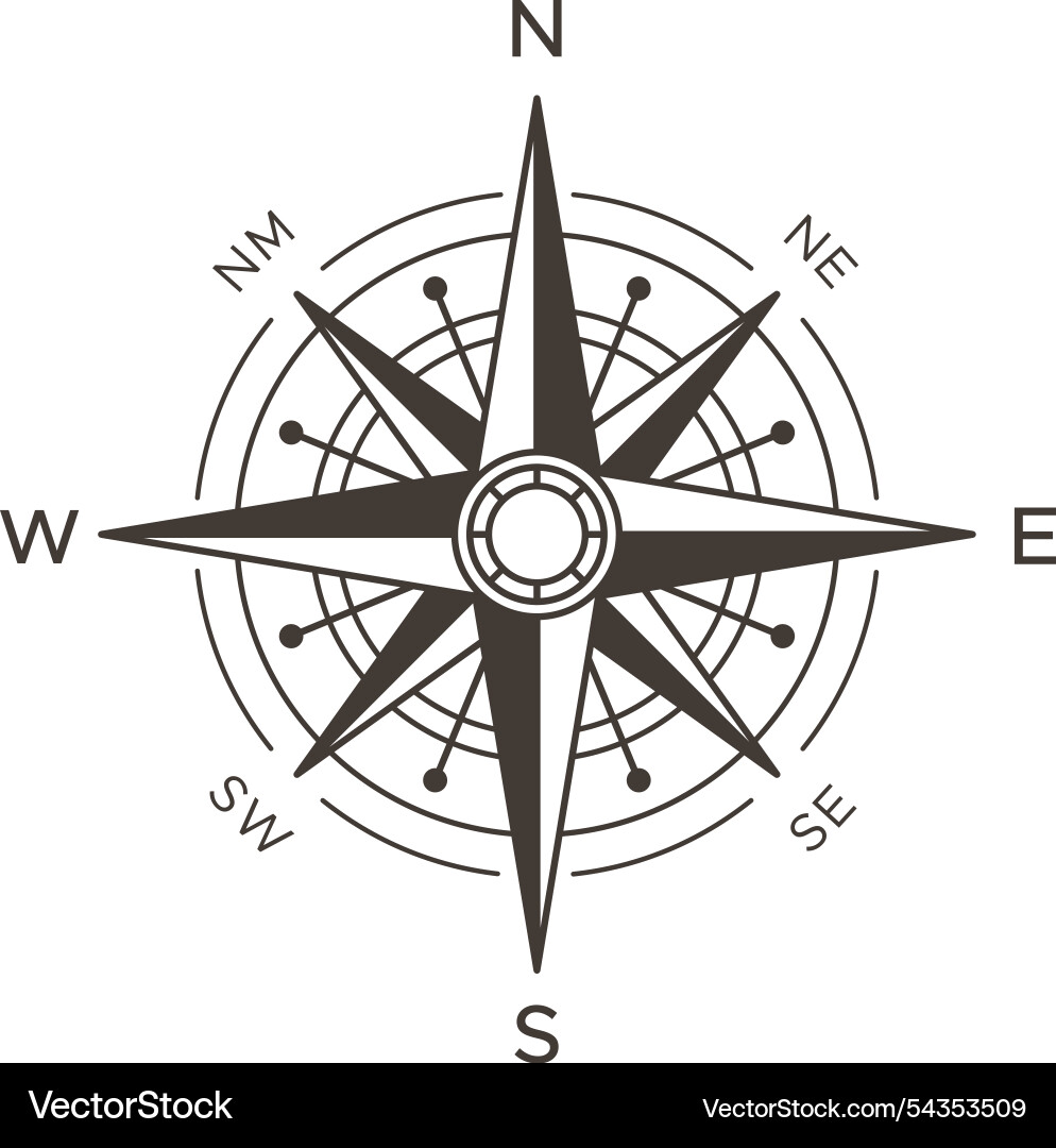 Vintage compass rose pointing north showing all Vector Image