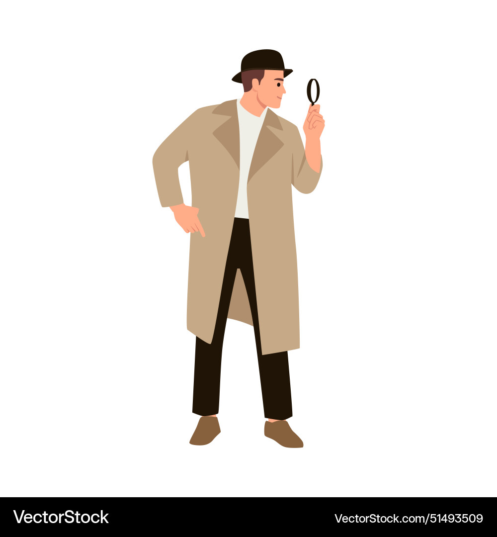 Young detective with magnifying glass Royalty Free Vector