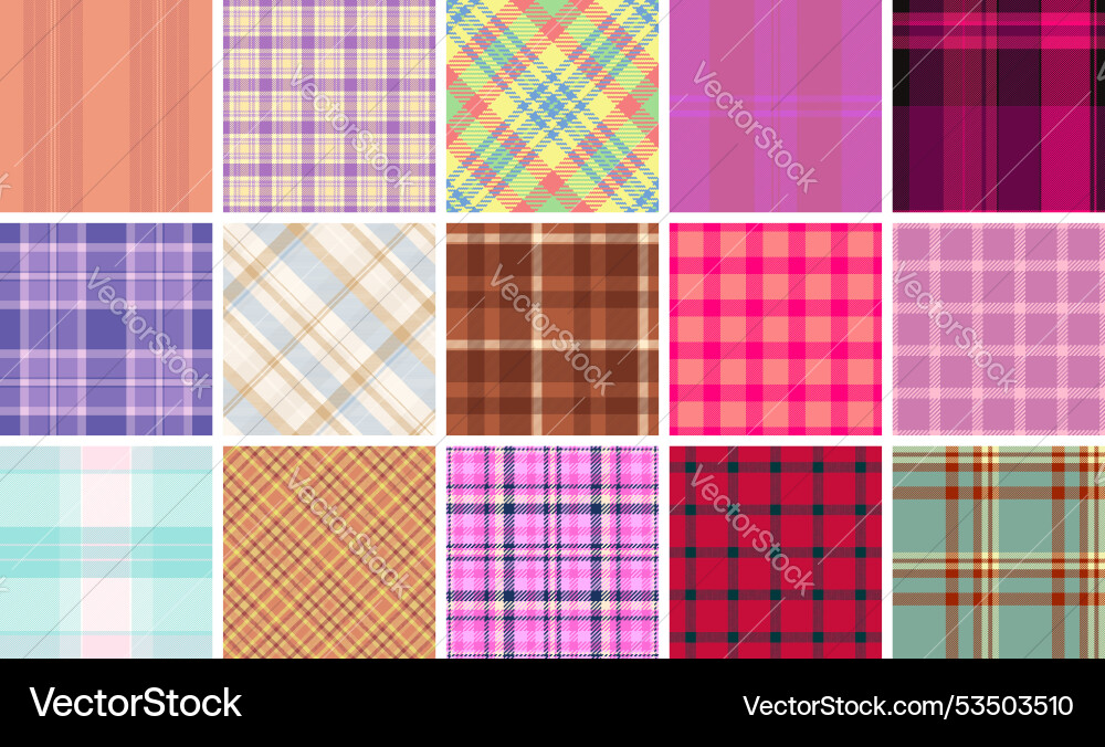 Checkered plaid patterns in a colorful collection Vector Image