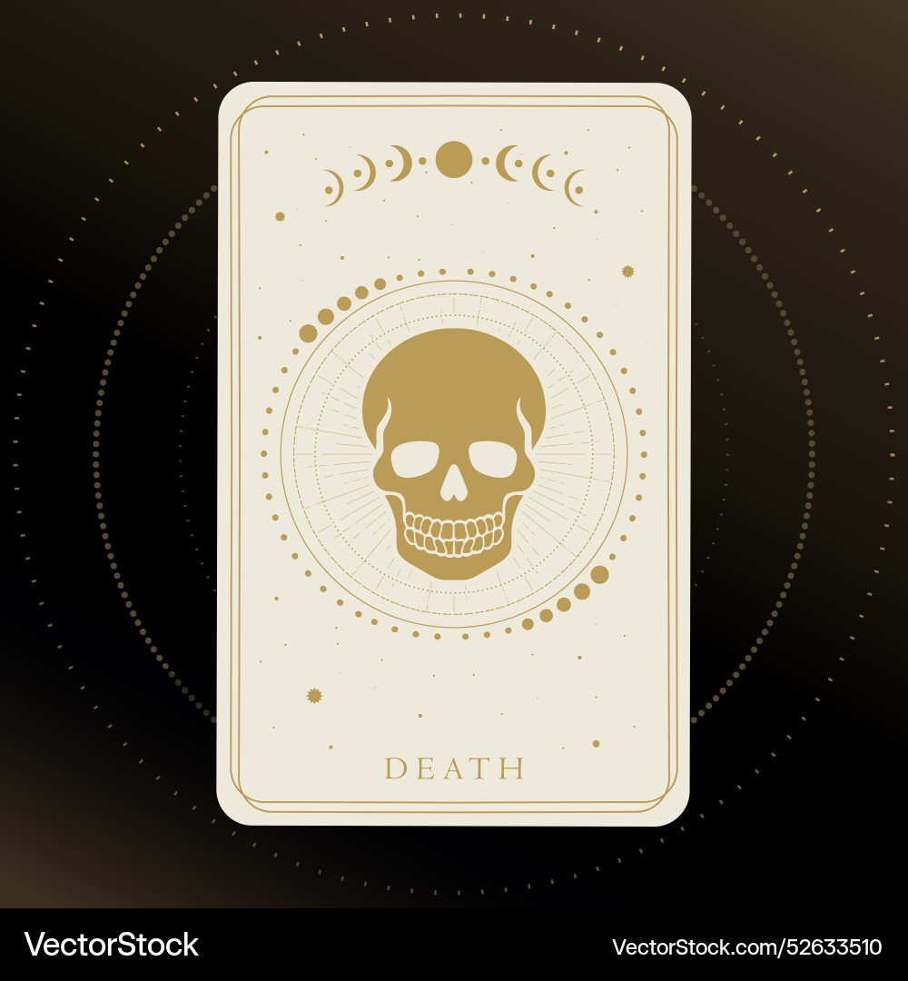 Golden tarot card of major arcana death Royalty Free Vector