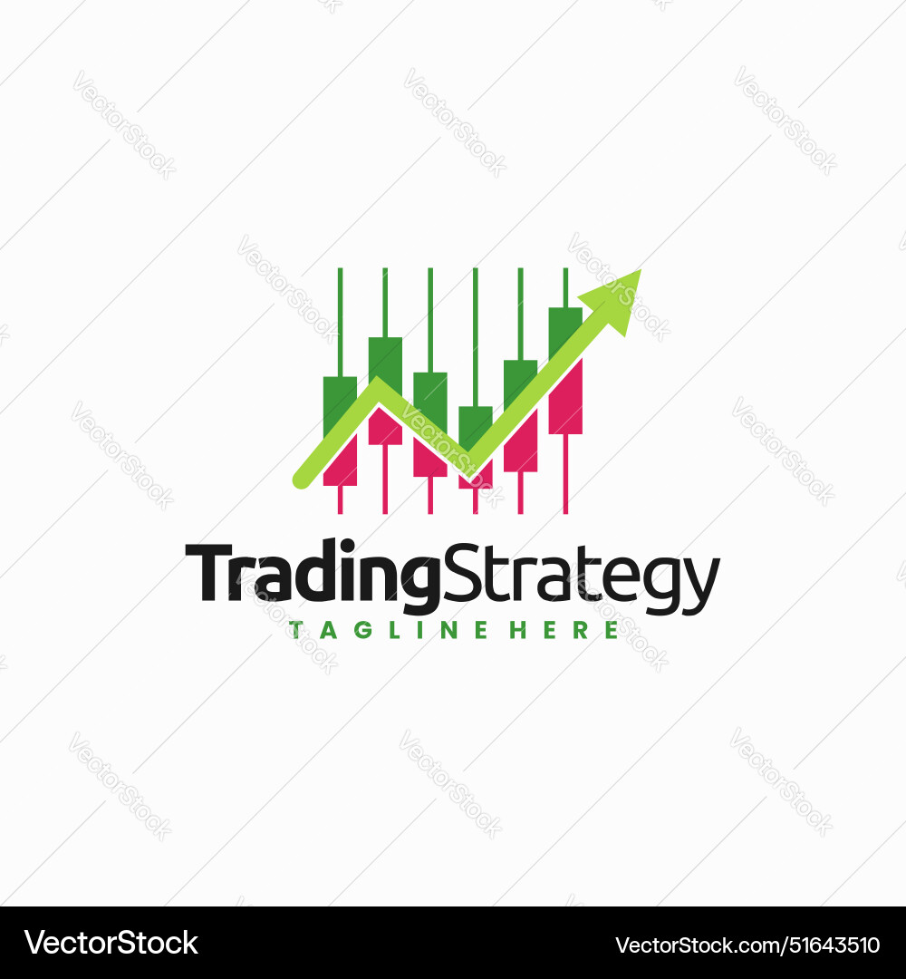 Growth candlestick logo with arrow sign Royalty Free Vector