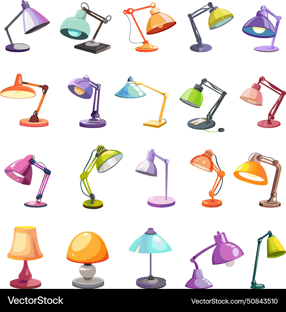 Office cartoon lamps isolated lamp for library Vector Image
