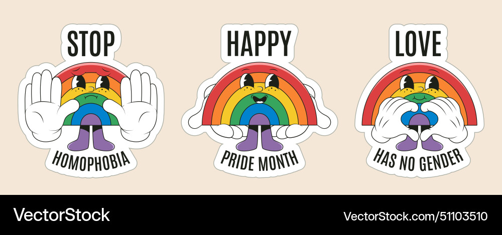 Pride month slogan and phrases sticker pack Vector Image