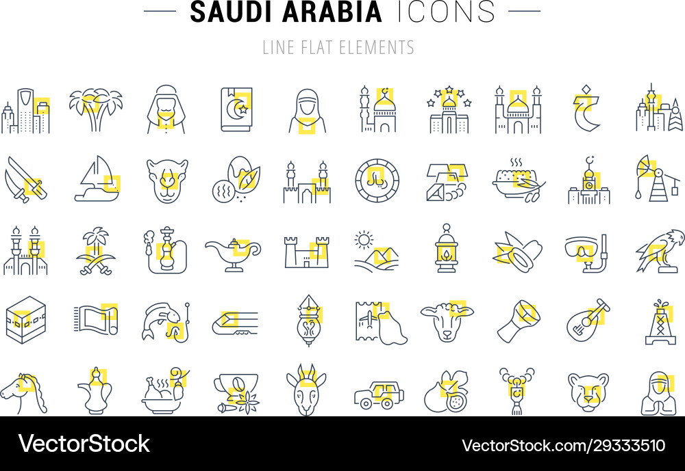 Set line icons saudi arabia Royalty Free Vector Image