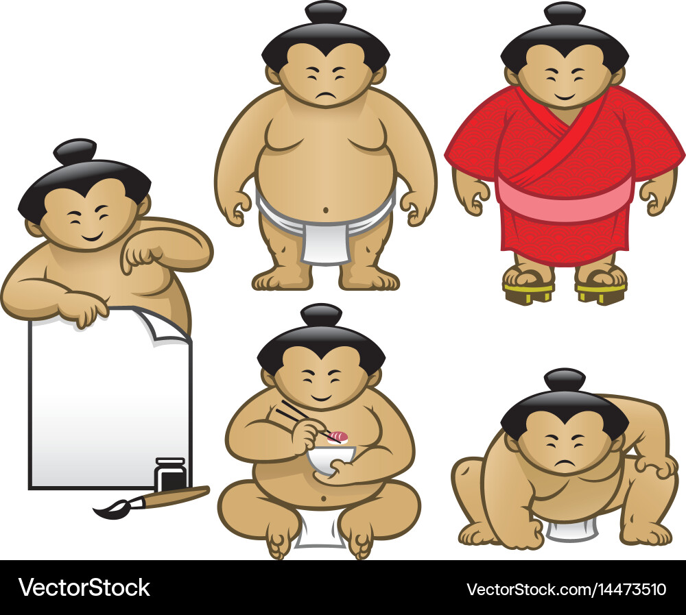 Sumo character collection set Royalty Free Vector Image