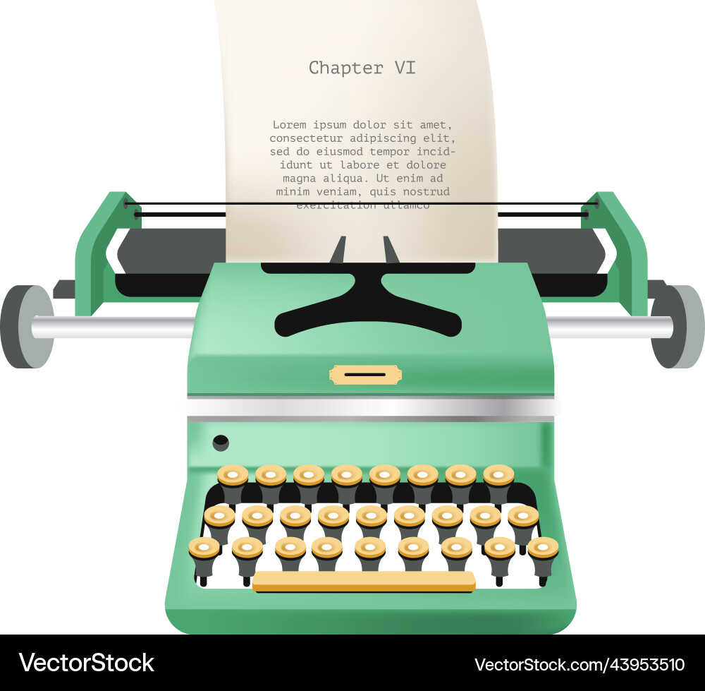 Typewriter with sheet of paper journalism work Vector Image