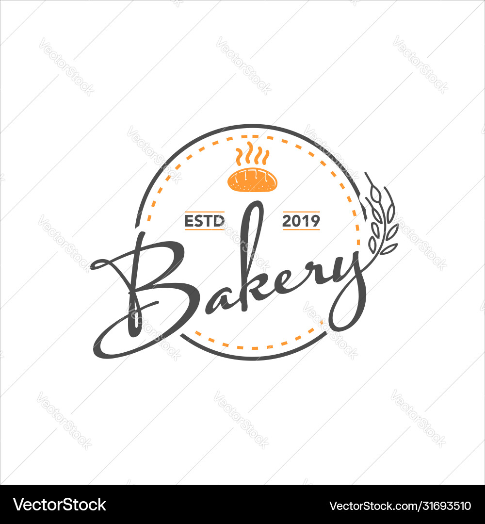 Vintage bakery stamp unique embroidery Royalty Free Vector