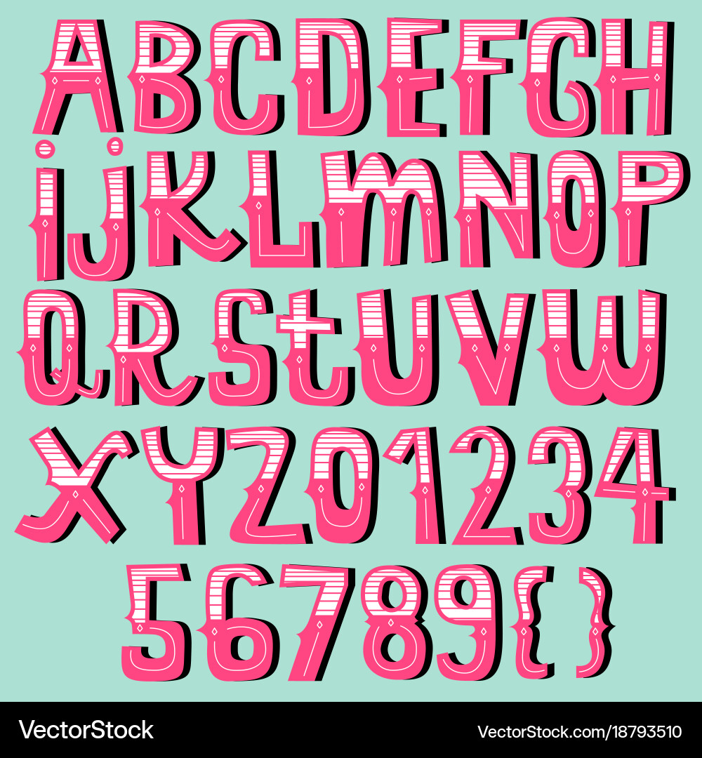 Vintage font collectioncartoon Royalty Free Vector Image