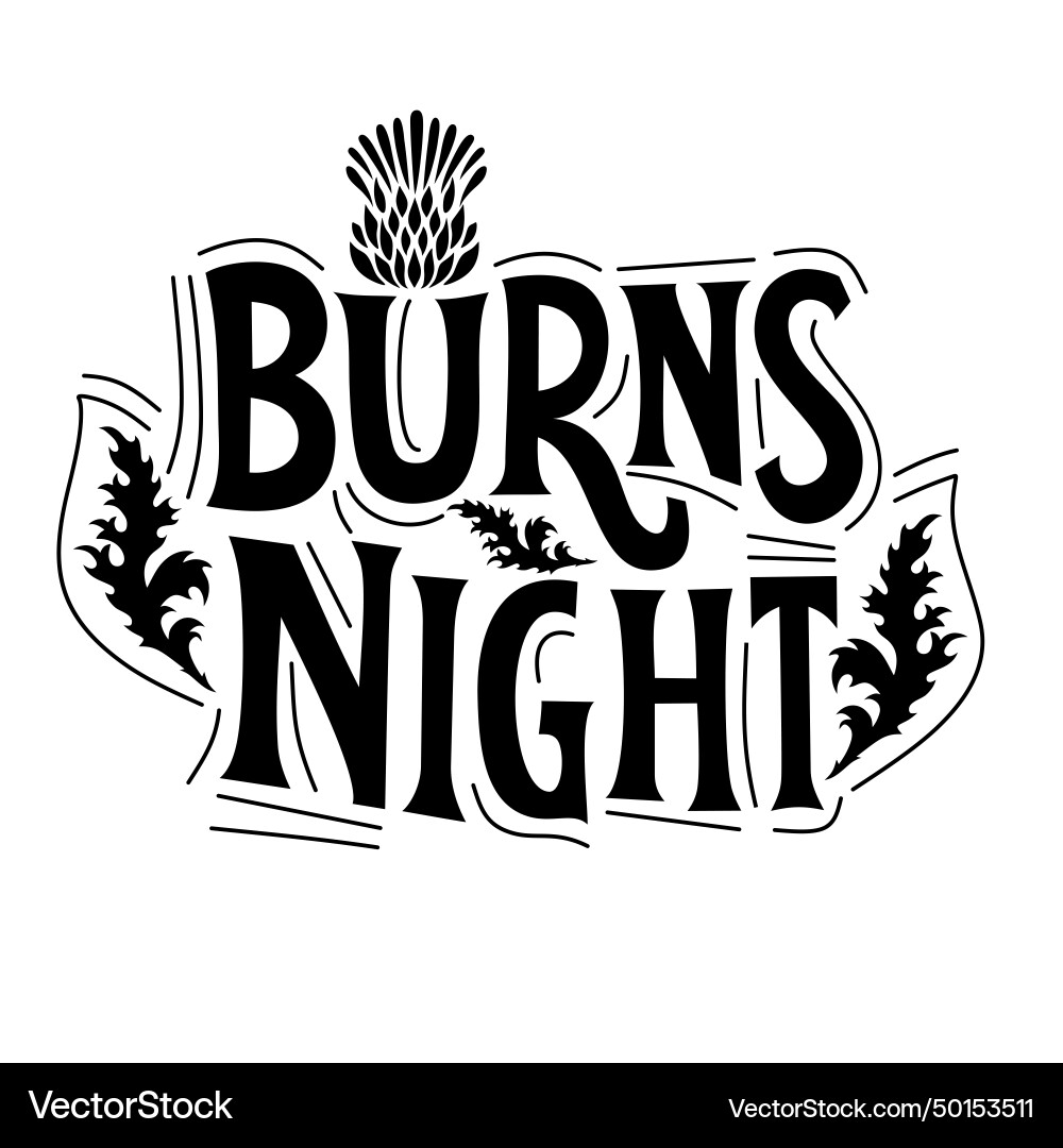 Burns night supper card with thistle on white Vector Image