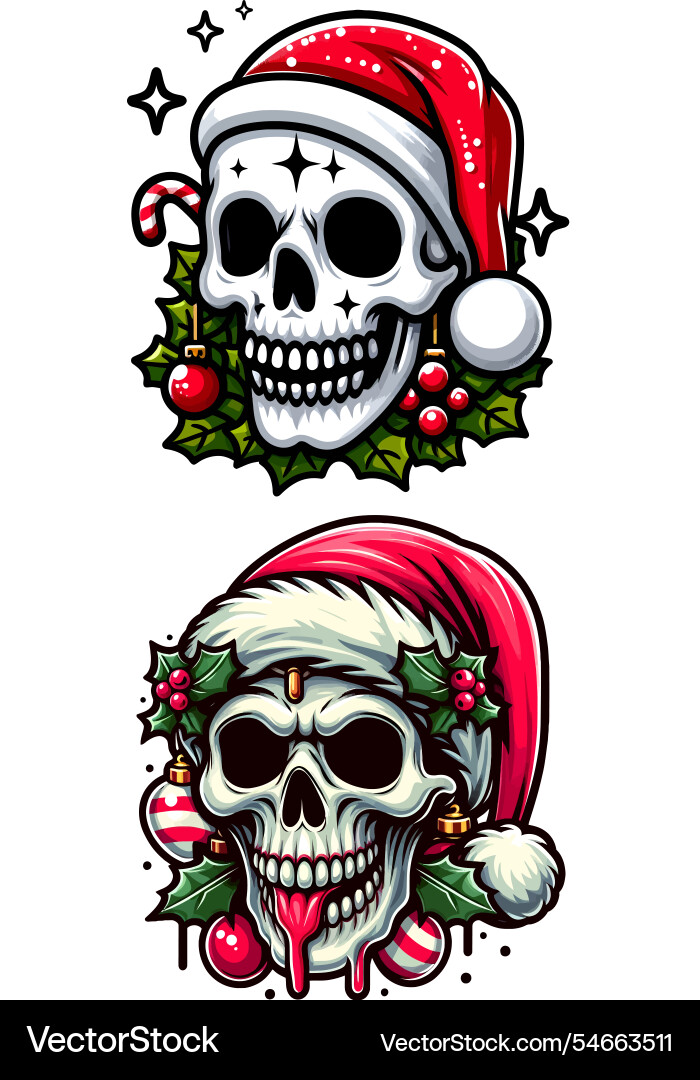 Christmas skull design Royalty Free Vector Image