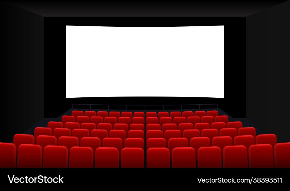 Cinema screen with red seats Royalty Free Vector Image