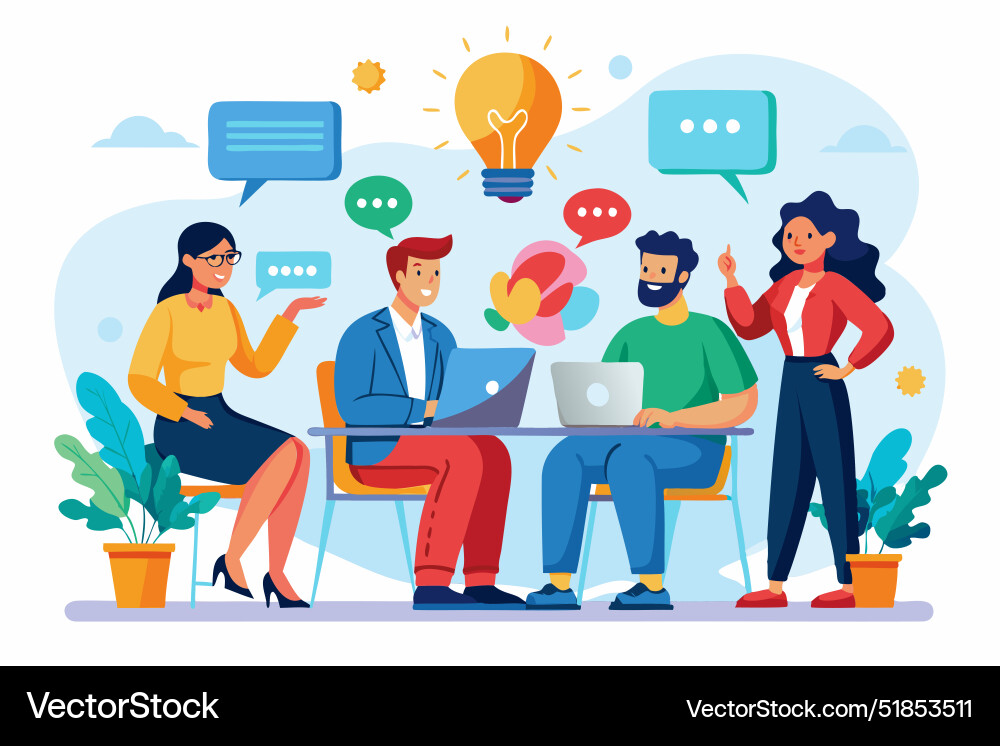 Collaborative teamwork ideas and communication Vector Image
