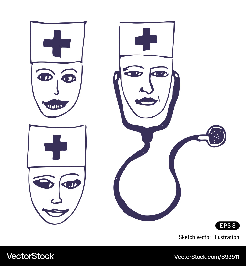 Doctors three icon faces Royalty Free Vector Image