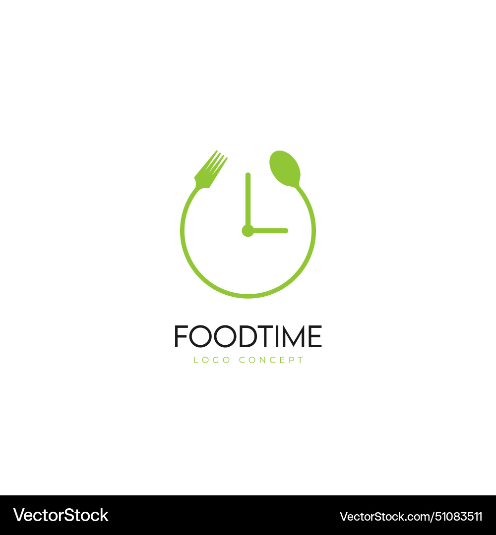 Food time logo design symbol flat style Royalty Free Vector