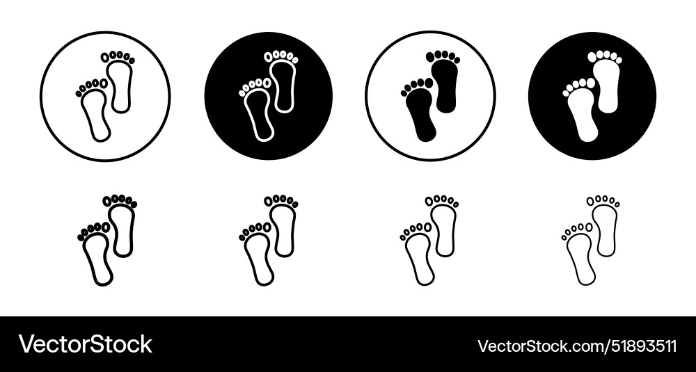 Footprint icon set collection outline Royalty Free Vector