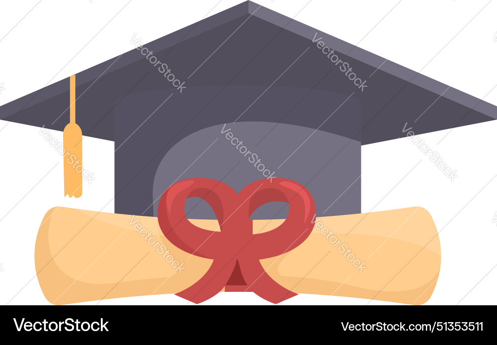Graduation cap and diploma Royalty Free Vector Image