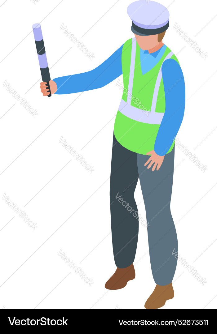 Parking inspector holding stop sign is working Vector Image