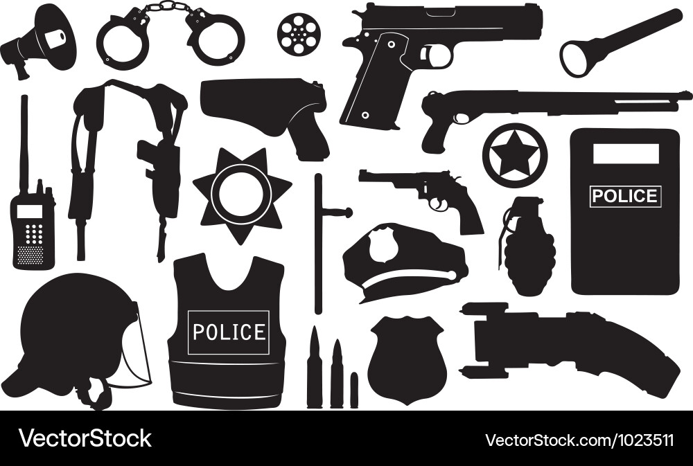 Police equipment set Royalty Free Vector Image