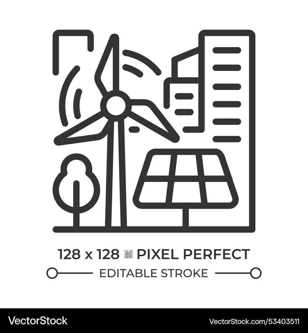 Renewable energy sources pixel perfect linear icon