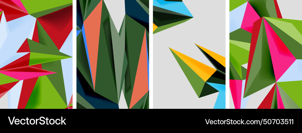 Set of mosaic triangle pattern abstract posters Vector Image