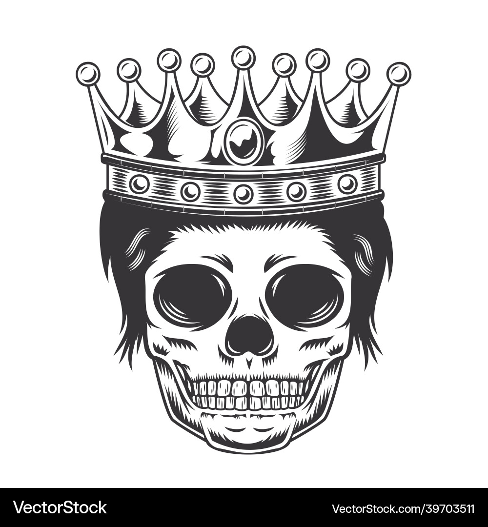 Skull son prince head with crown design on white Vector Image