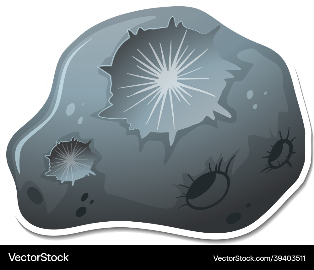 Sticker template with meteorite isolated Vector Image