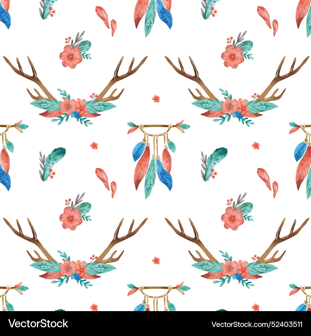 Watercolor boho pattern design Royalty Free Vector Image