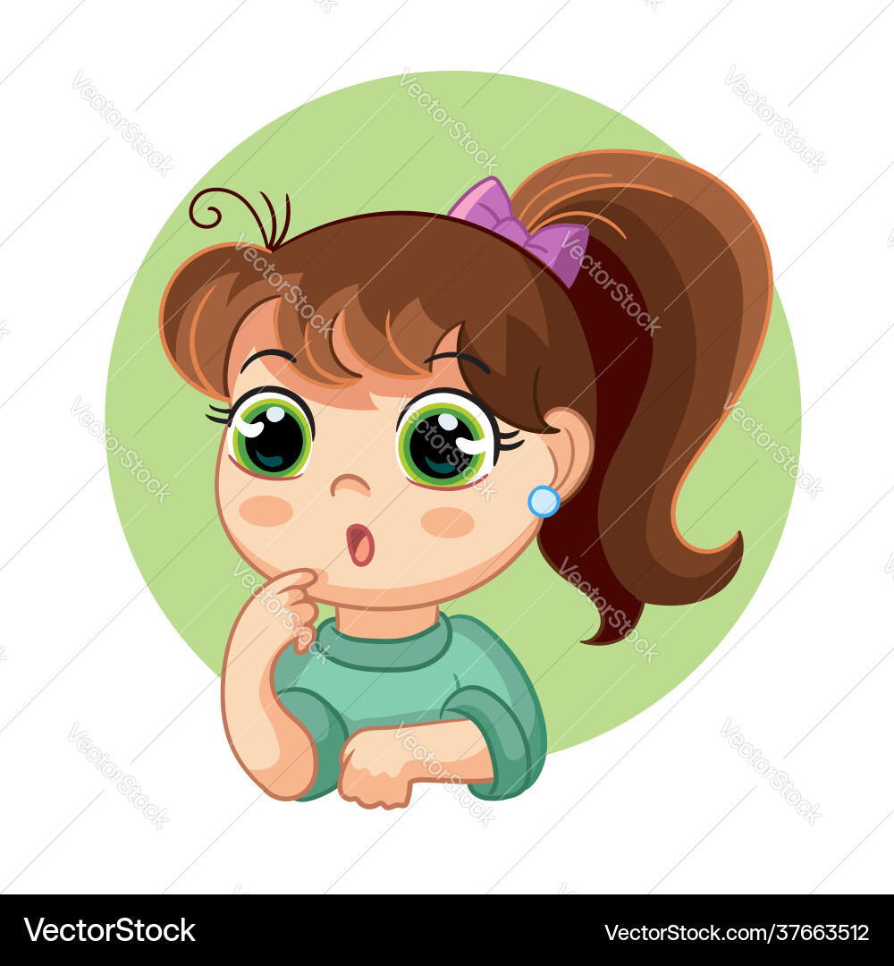 Surprised Face Cartoon Girl Scared Woman With Shocked Face. Cartoon