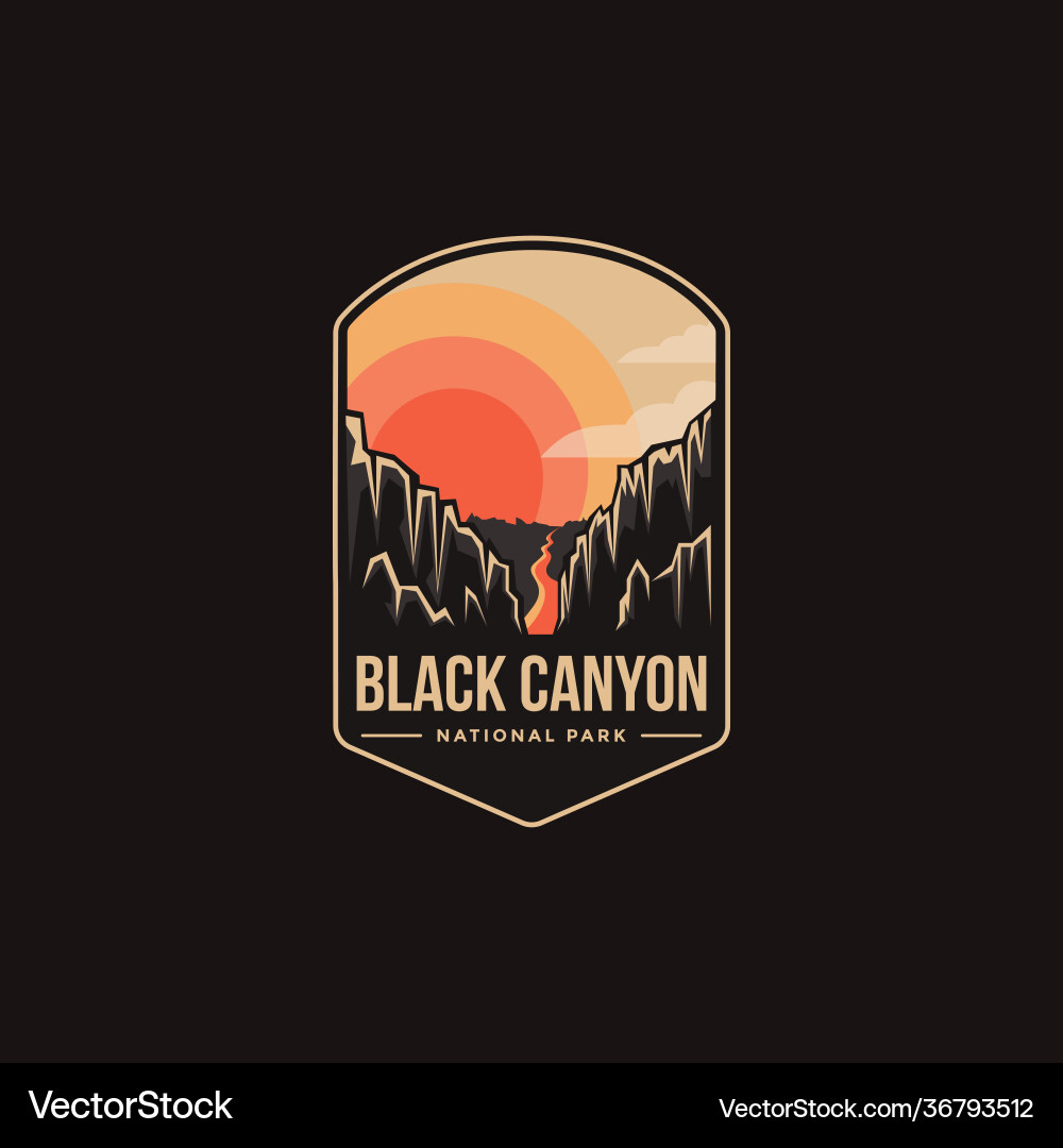 Emblem patch logo black canyon national park Vector Image