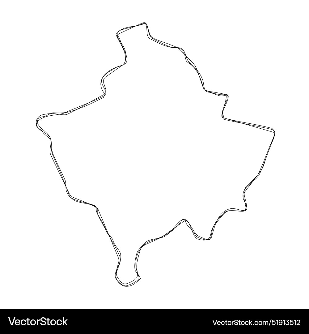 Kosovo Simplified Sketch Map Royalty Free Vector Image