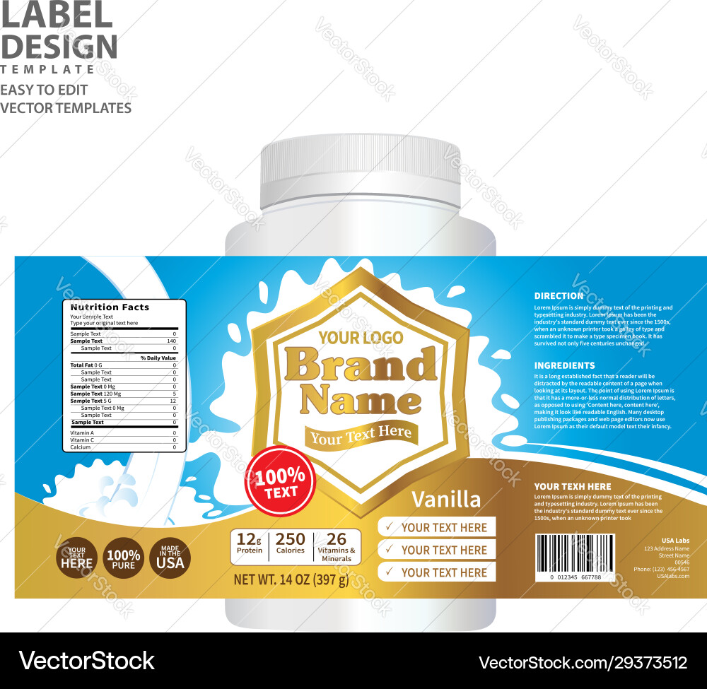 Label and packaging template design Royalty Free Vector