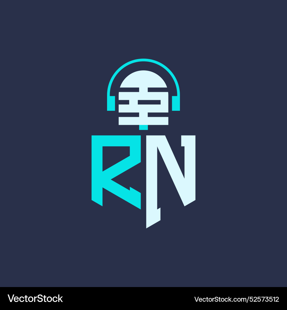 Rn microphone logo design for audio music Vector Image