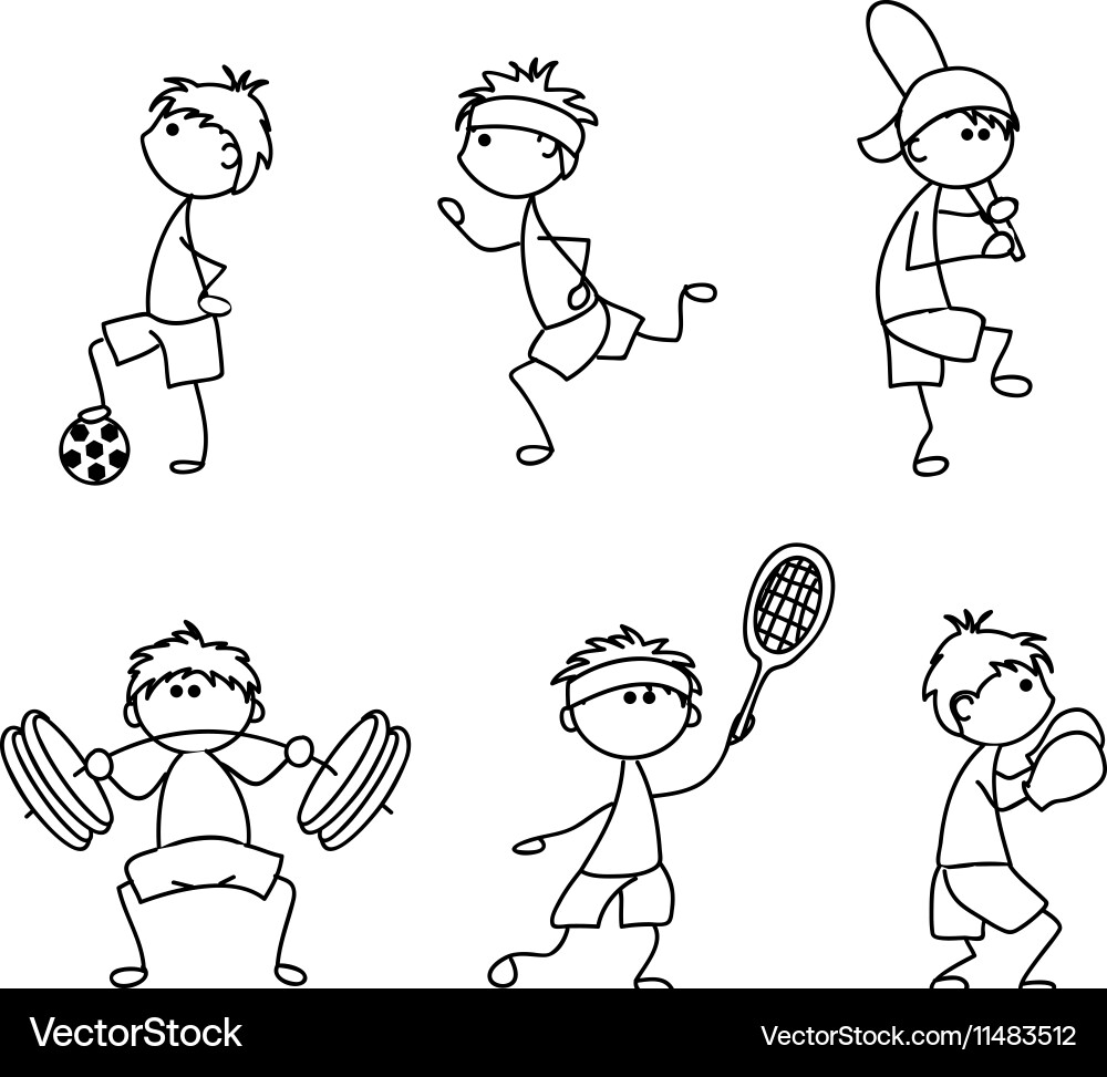 Stick figure sporting icon set Royalty Free Vector Image