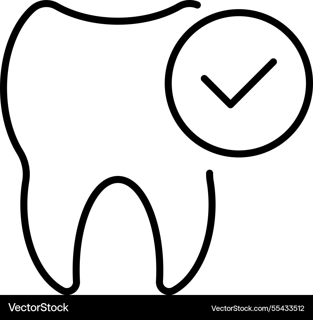 Tooth with checkmark tick Royalty Free Vector Image