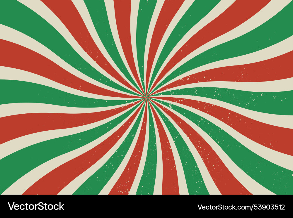 Vintage red green grunge retro circus rays Vector Image