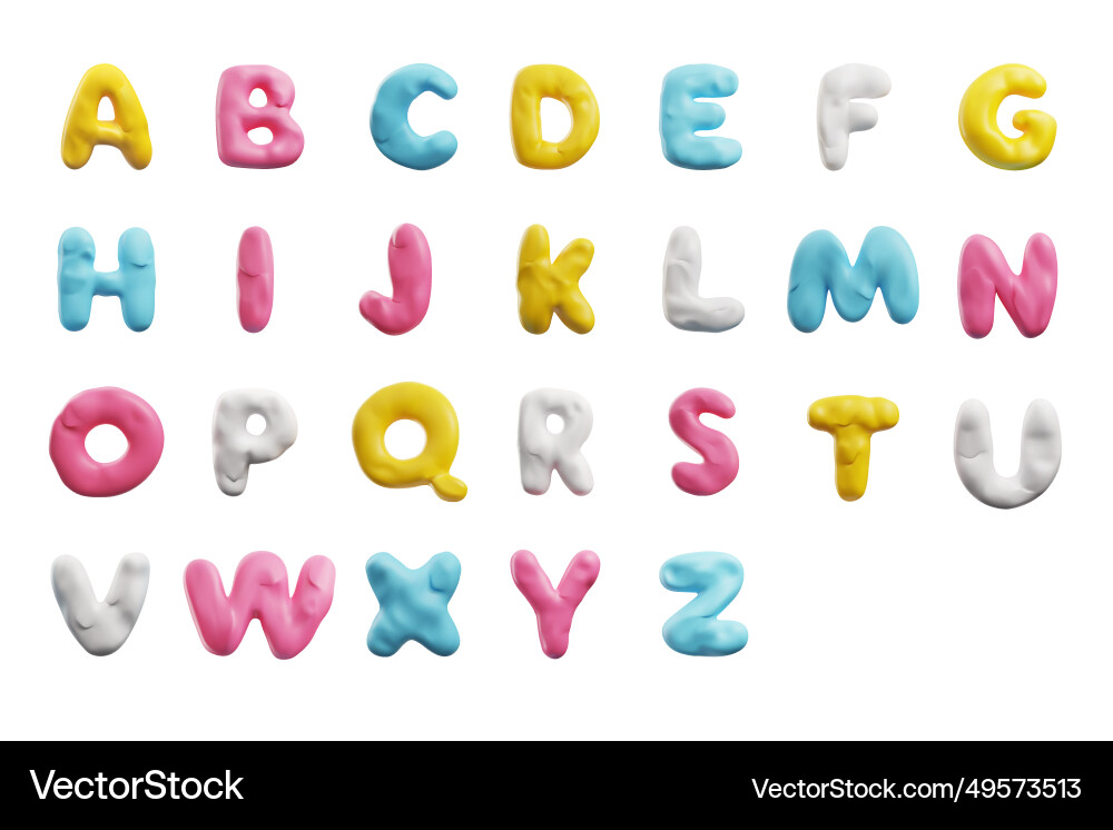 3D Clay Alphabet Letters Royalty Free Vector Image