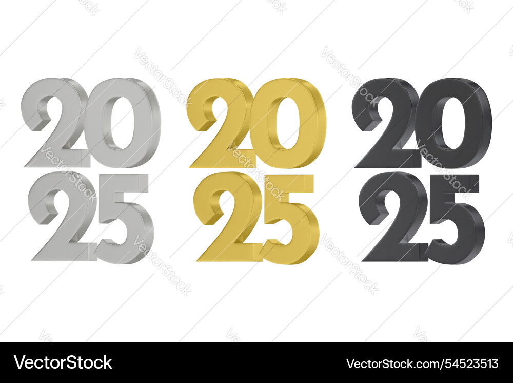 3d numbers 2025 in a silver color design Vector Image