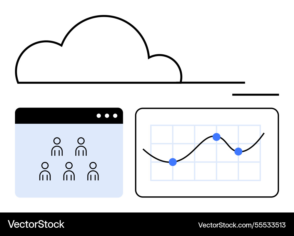 Cloud computing with data analytics and team Vector Image