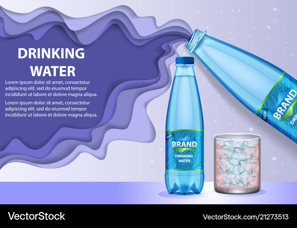 Drinking water ads paper cut Royalty Free Vector Image