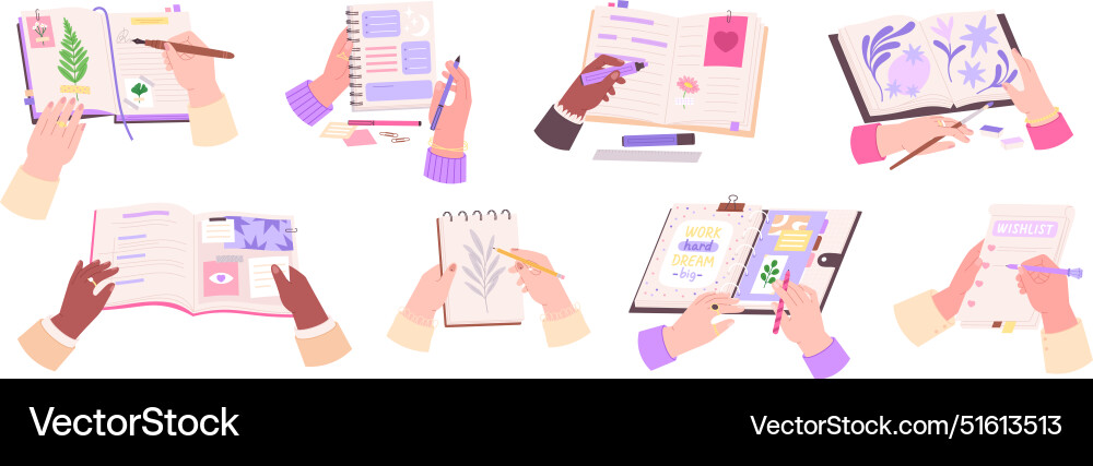 Hands writing and drawing hand painting making Vector Image