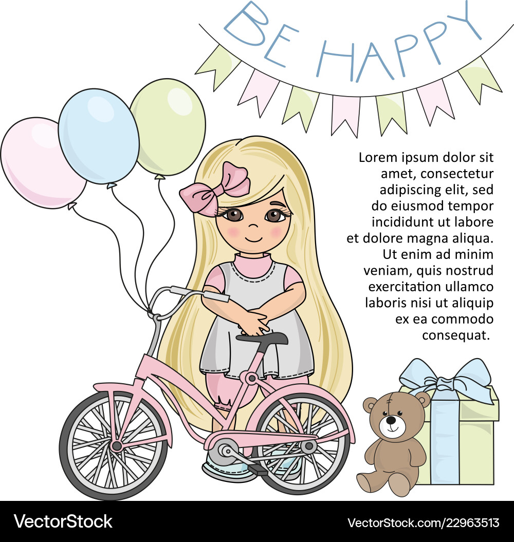 Happy girl color set Royalty Free Vector Image